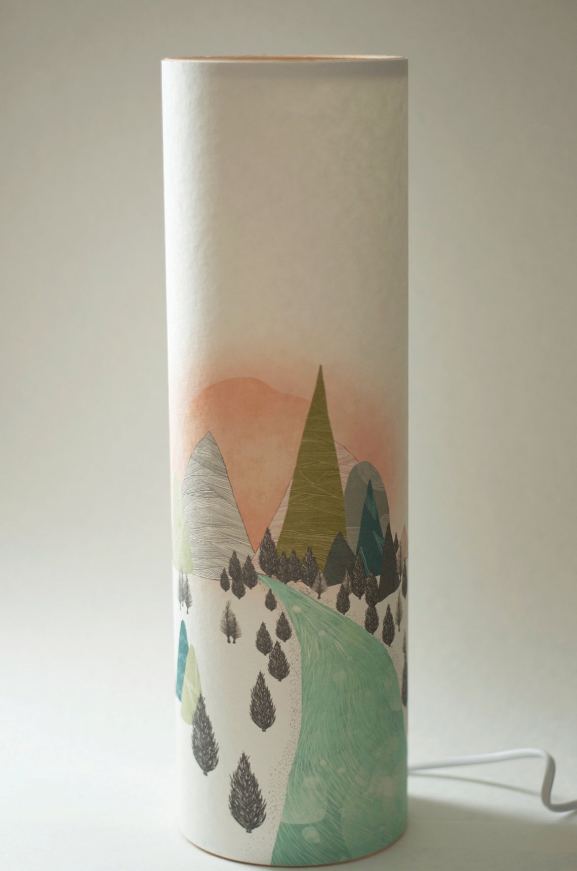 Tall Illustrated Paper Lamp 'A New Day' - Etsy