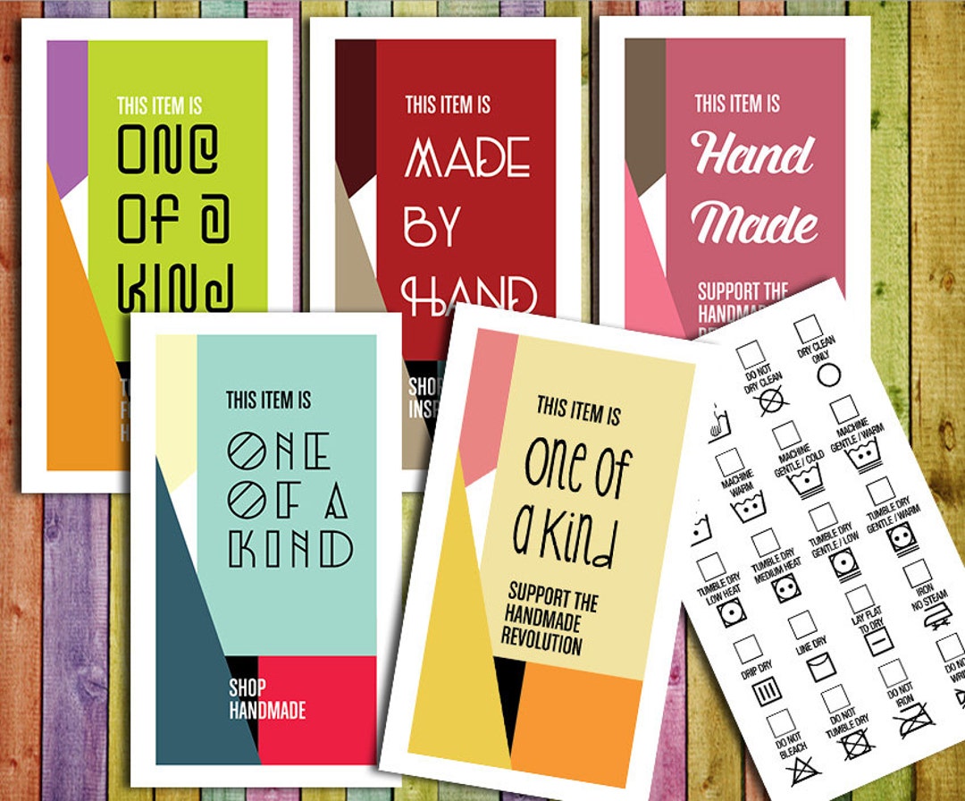 Mod Color Blocks Laundry Care Tags 300 DPI 2 X 3-1/2 - Etsy