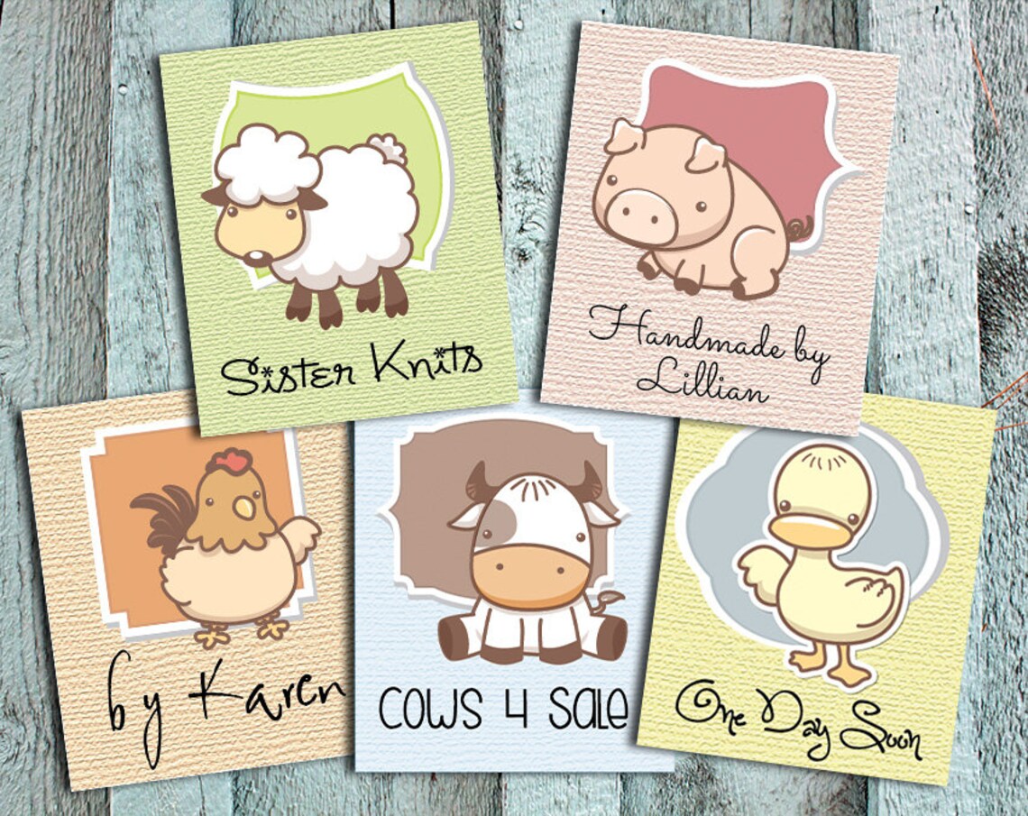 Cute Farm Animal Fabric Labels 1.25 X 1.5 Your Name Added - Etsy