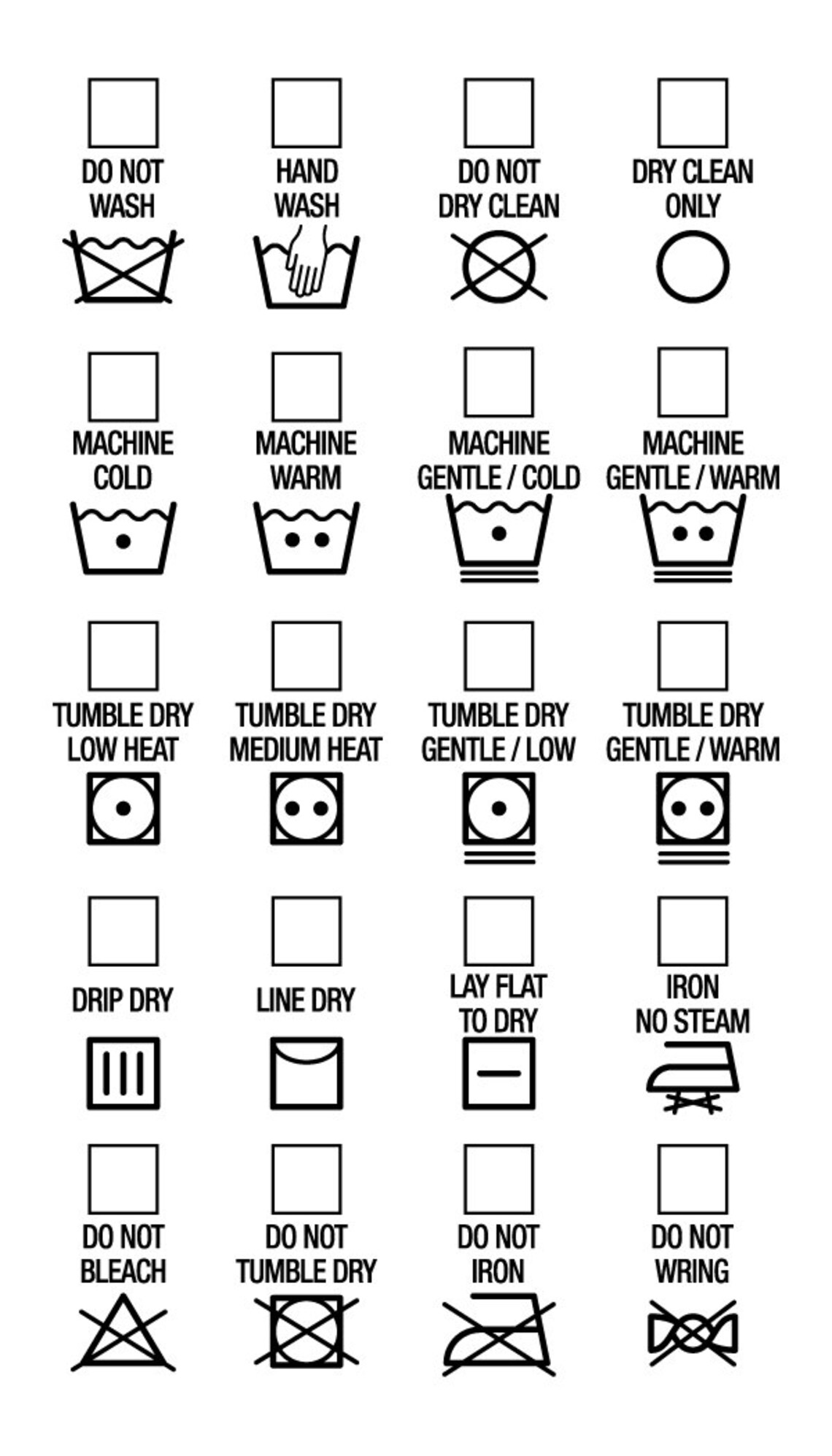 Solid Brights Simple Laundry Care Tags 5 Colors 300 DPI | Etsy