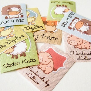 Cute Farm Animal Fabric Labels 1.25 X 1.5 Your Name Added Custom Sizes ...