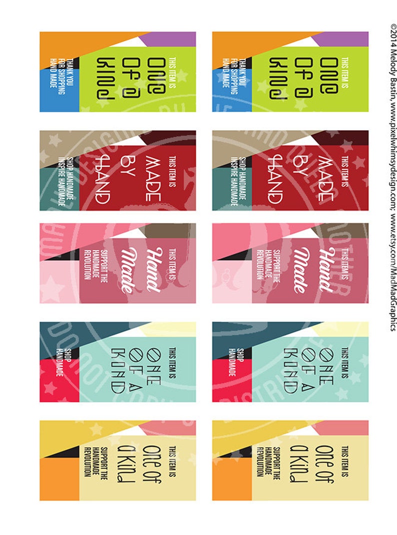 Mod Color Blocks Laundry Care Tags 300 DPI 2 x 3-1/2 | Etsy