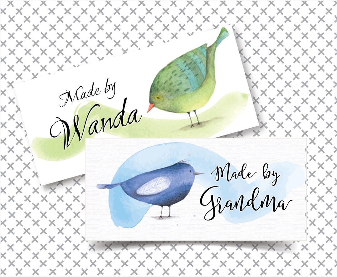 Fabric Labels, Three Little Watercolor Finches, Sew-on, Iron-on, 24 ...