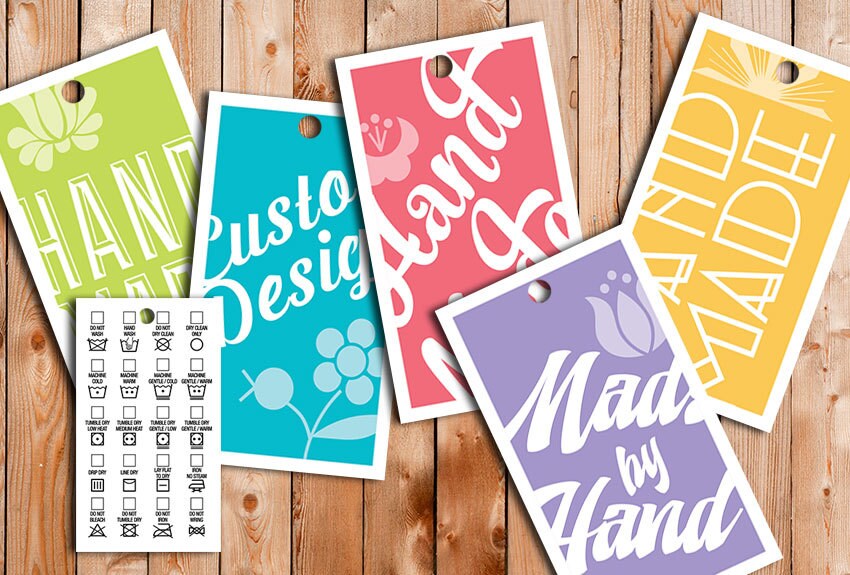 Solid Brights Simple Laundry Care Tags 5 Colors 300 DPI - Etsy