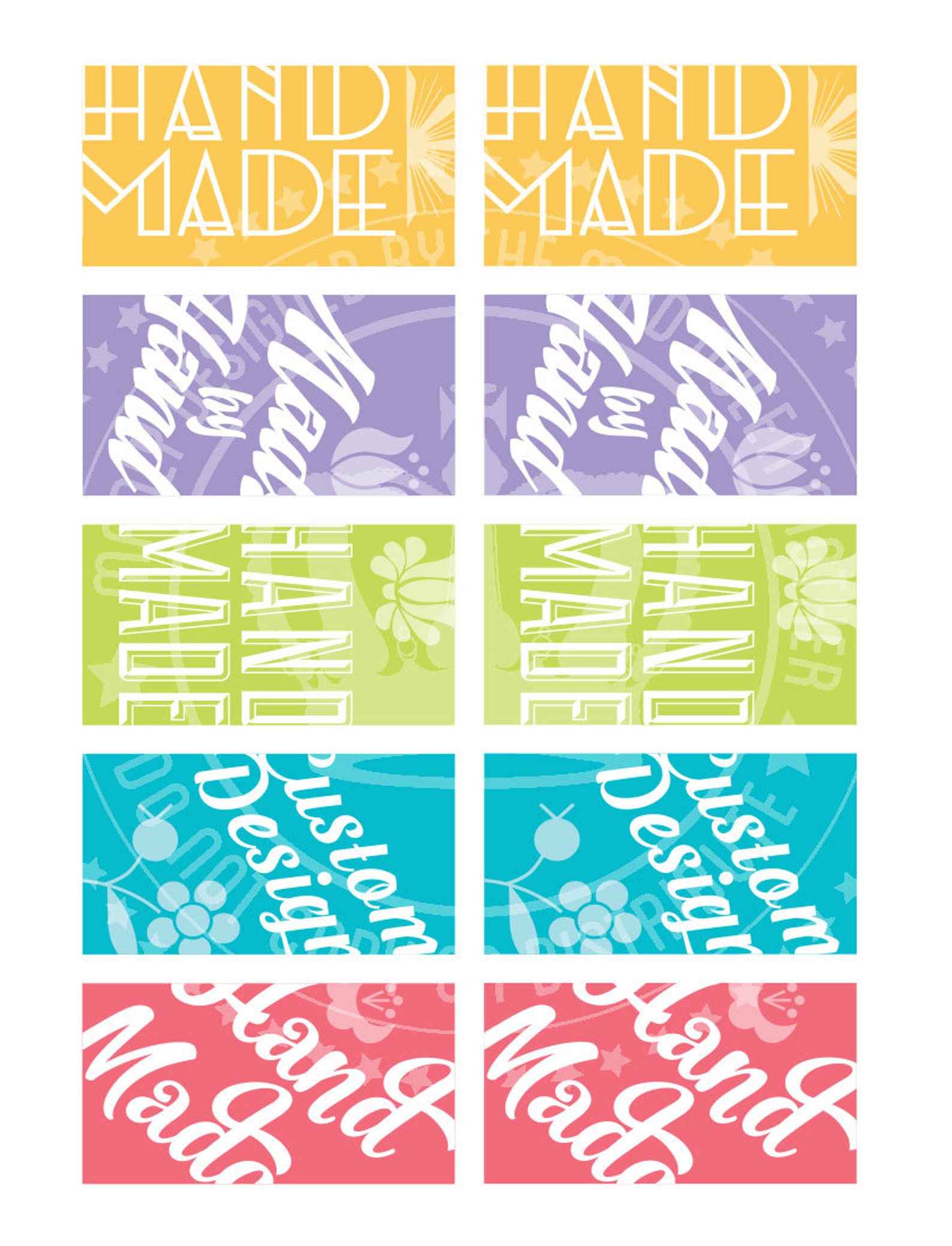 Solid Brights Simple Laundry Care Tags 5 Colors 300 DPI | Etsy