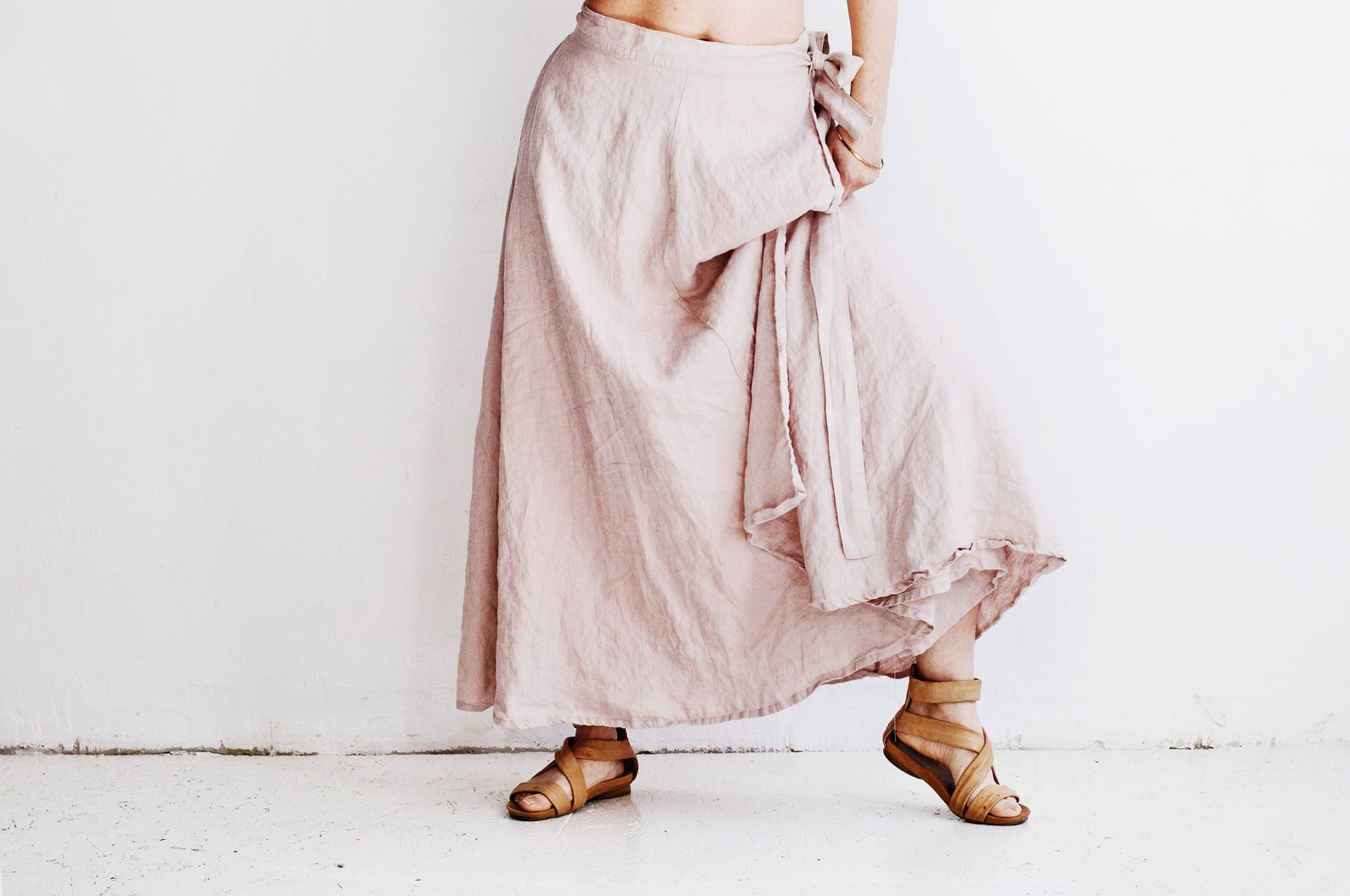 Maxi Linen Wrap Skirt With Deep Side Pocket WILD A Line | Etsy