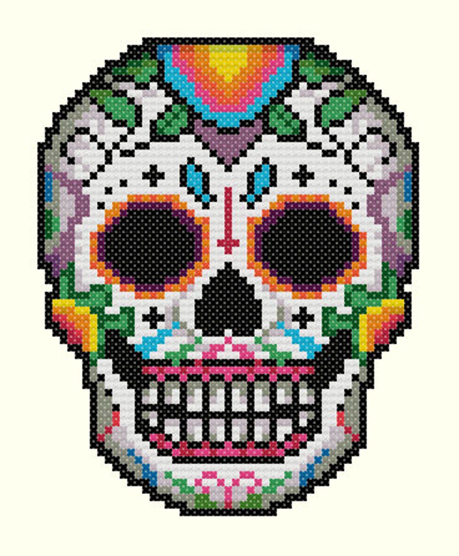 Sugar Skull Cross Stitch Pattern - Etsy