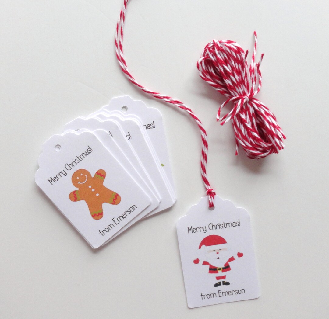 Christmas Holiday Gift Tags With Ribbon, (2x1.5inch) Personalized Party ...