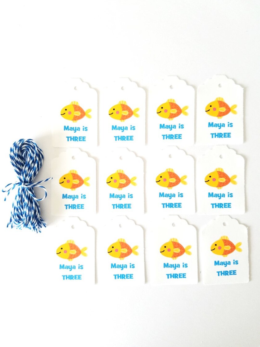 Goldfish Gift Tags With Twine, (2" X 1.5" Tags) Personalized Party ...
