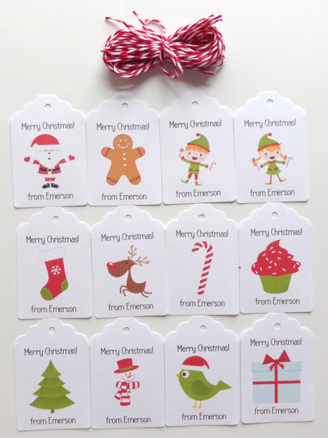 Christmas Holiday Gift Tags With Ribbon 2x1.5inch | Etsy