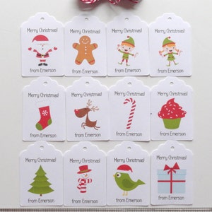 Christmas Holiday Gift Tags With Ribbon, (2x1.5inch) Personalized Party ...