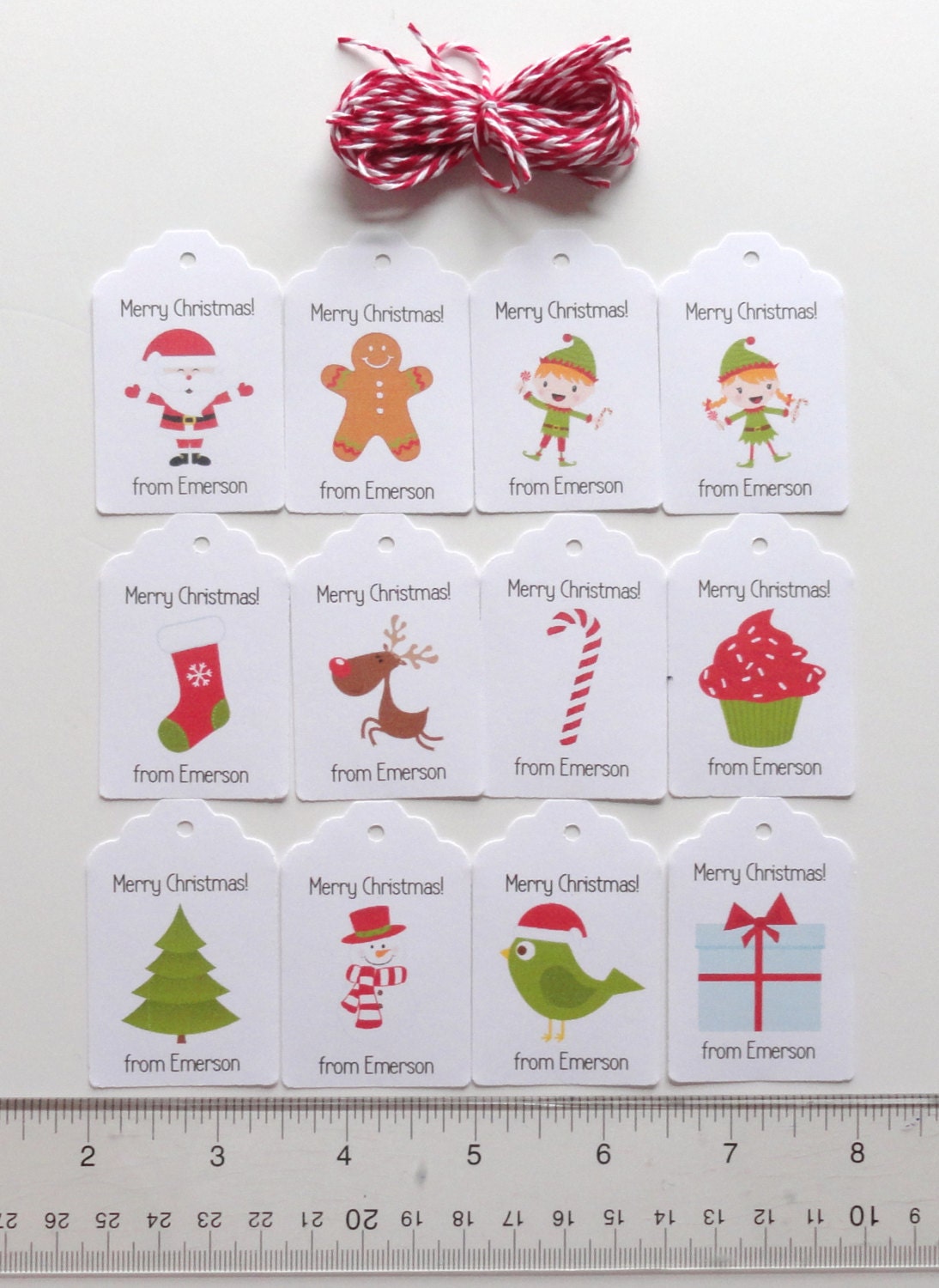 Christmas Holiday Gift Tags With Ribbon 2x1.5inch | Etsy