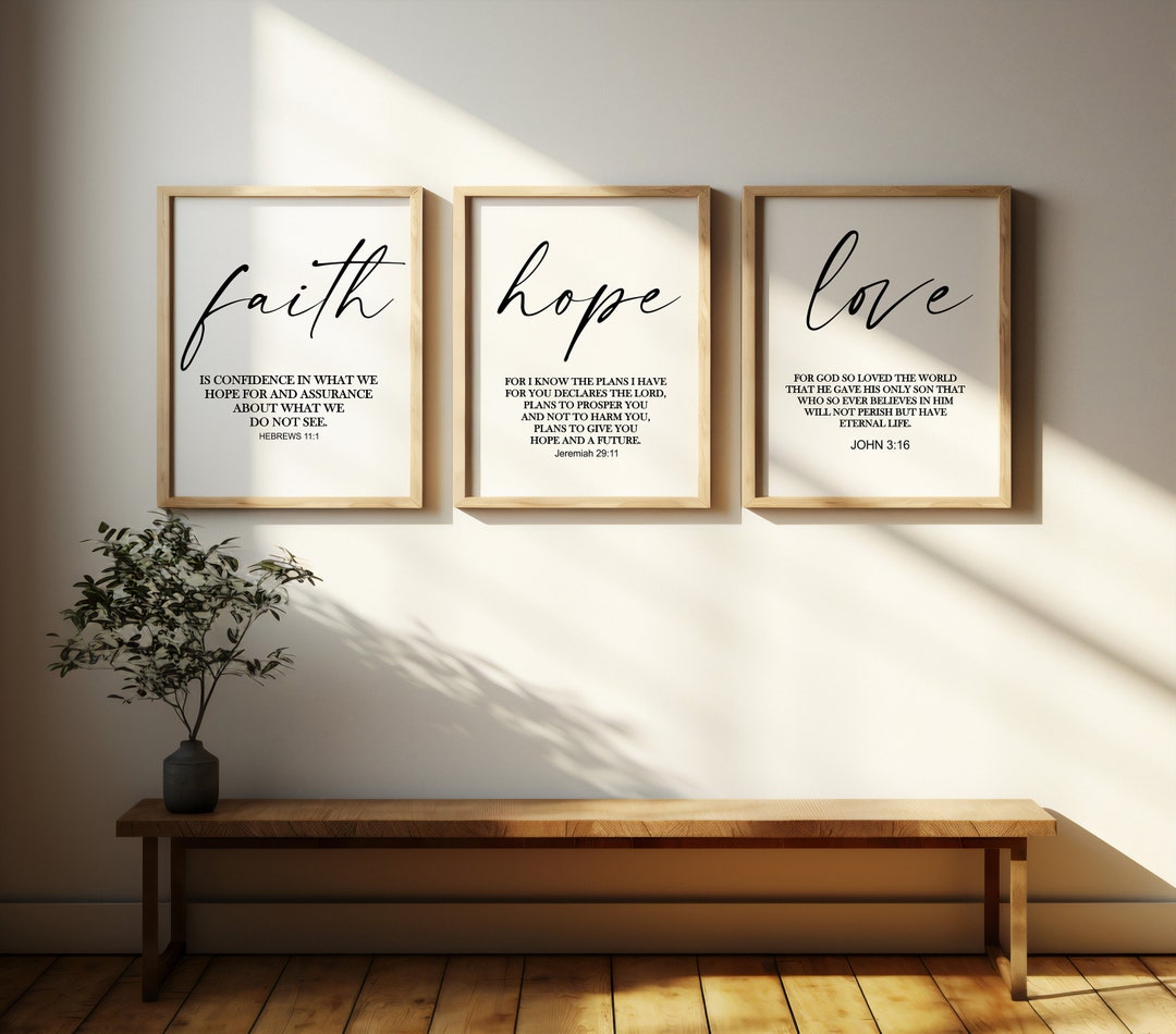 Faith Hope Love Picture Frame Artwork for Your Living Room Kitchen Wall ...