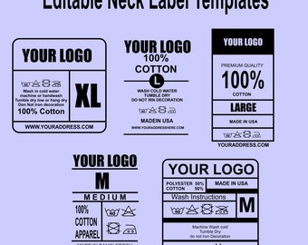 Editable Neck Label Templates: DIY Brand Labels (digital Download) - Etsy