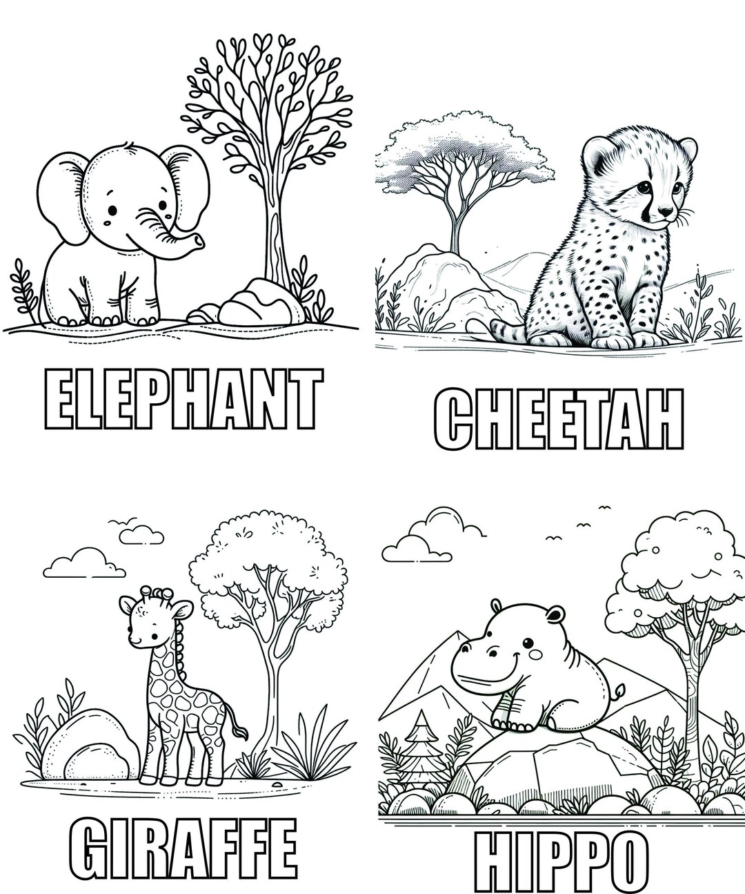 Fun Kids Coloring Book Pages of Safari Animals That Can Be Colored by ...