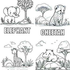 Fun Kids Coloring Book Pages of Safari Animals That Can Be Colored by ...