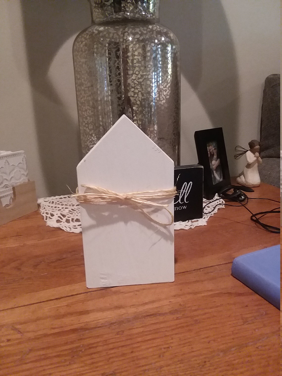 Mini White Painted House Shaped Wood Blocks / Sanded and Painted Wood ...