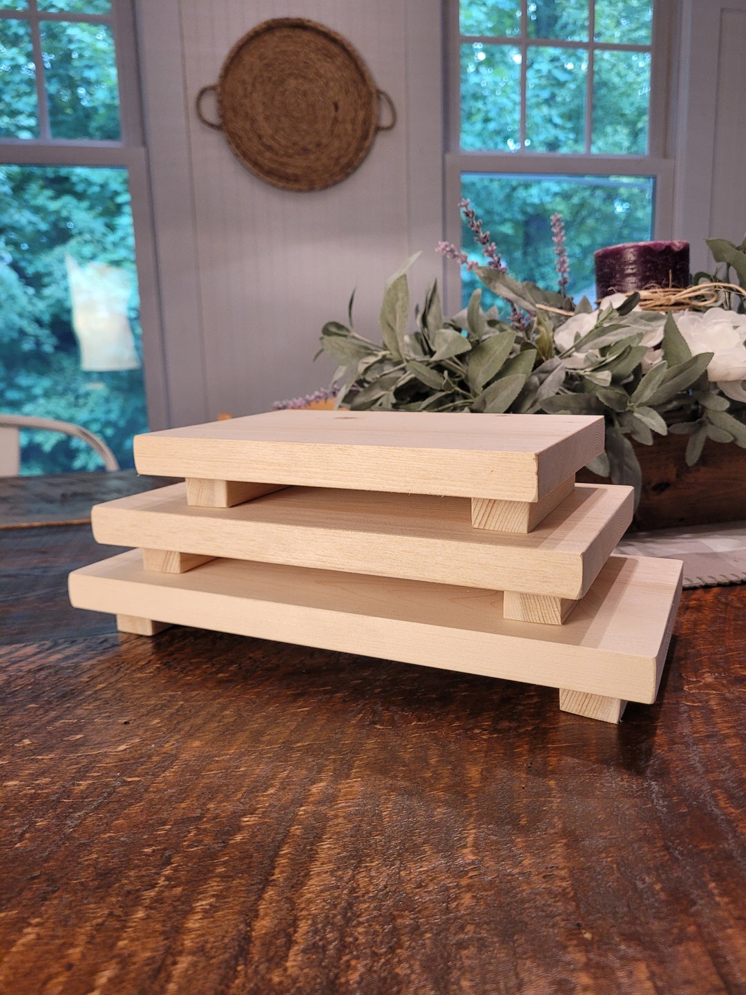 Unfinished Wood Rectangular Riser Table Display Wood Riser Country ...