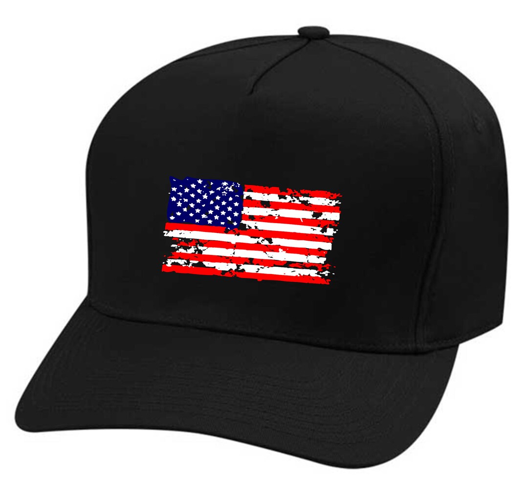 Black Trucker Hat: Shredded USA American Flag Baseball Cap - Etsy