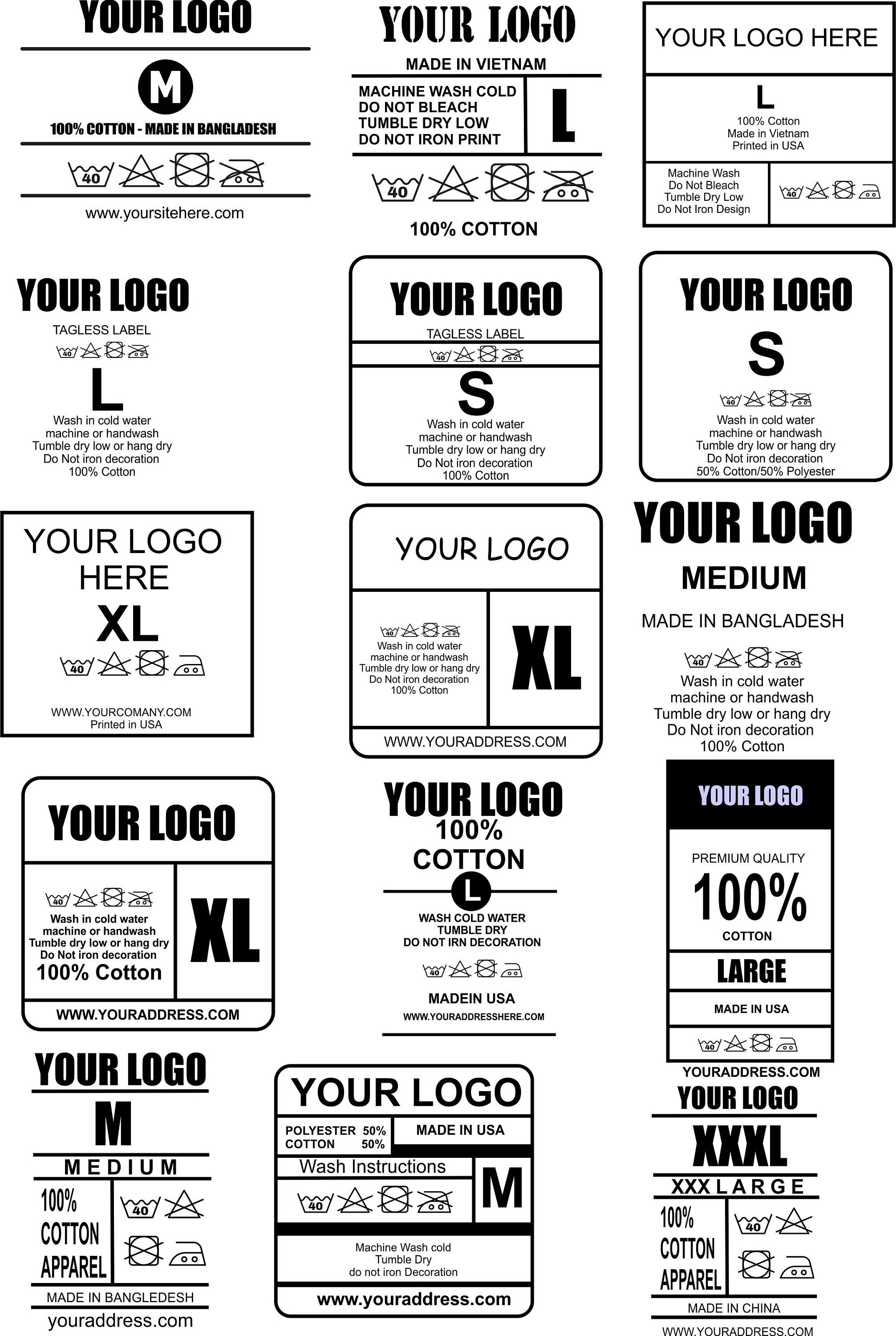15 Editable Neck Label Templates: DIY Clothing Tags (digital Download ...