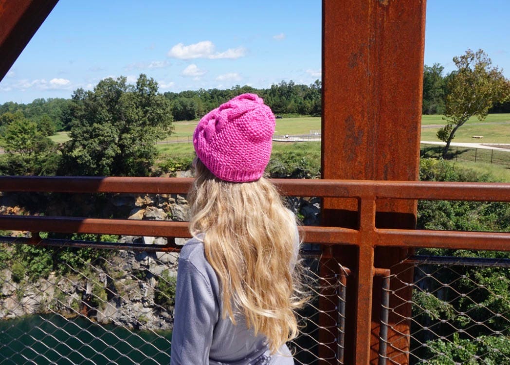 Double Braid Cable Knit Beanie, Big Braid Hat, Winter Hat, Pink Knit ...