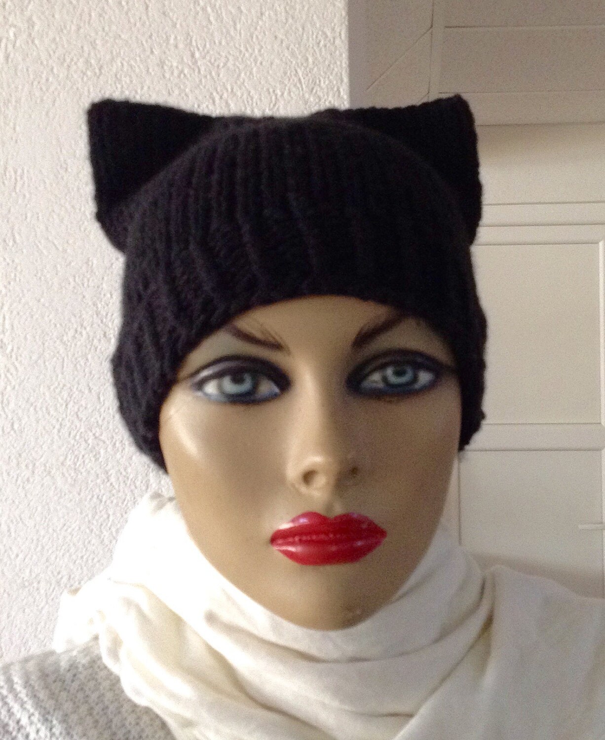 Black Pussyhat Knit Pussycat Hat Black Cat Hat Pussyhat Beanie Knit Pussyhat Etsy