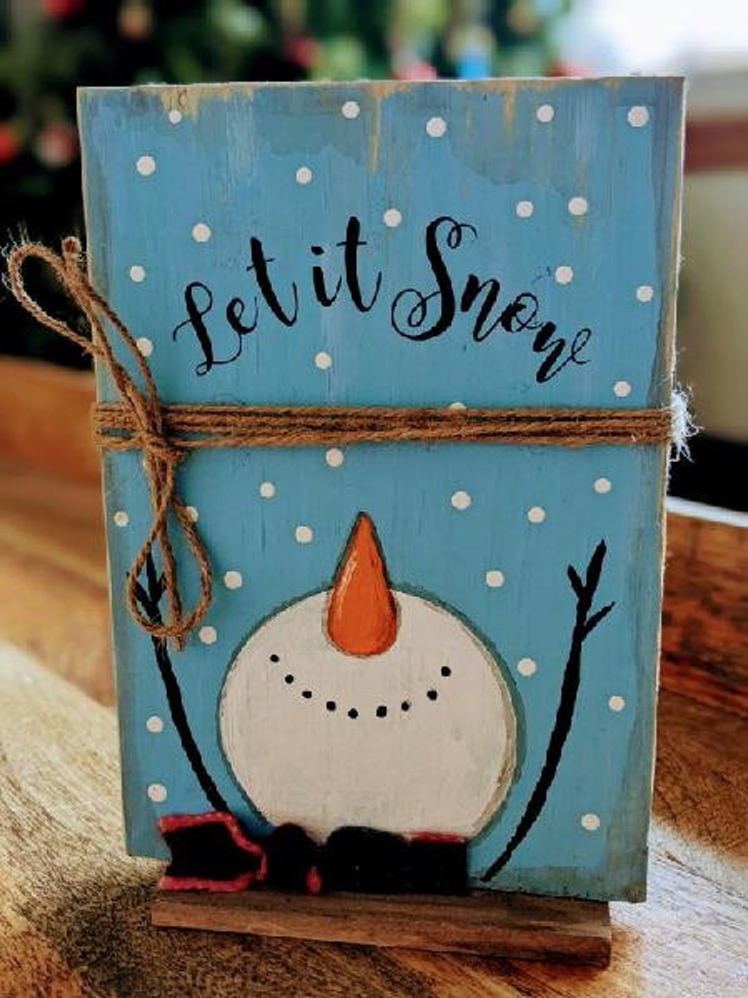 Let It Snow Shelf Sitter, Small Painting, Fall Home Accent, Farmhouse ...