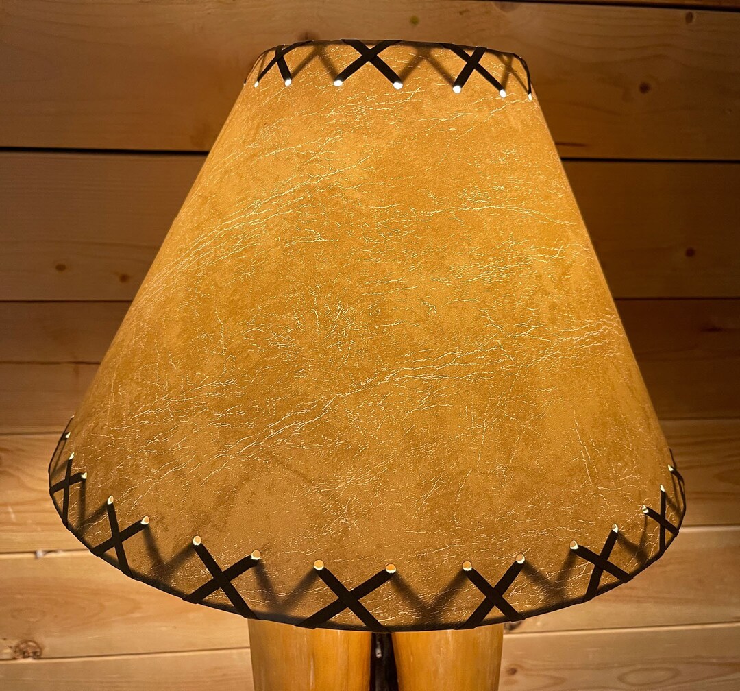 Rustic FAUX Leather Hardback Round Lamp Shade 16 - Etsy