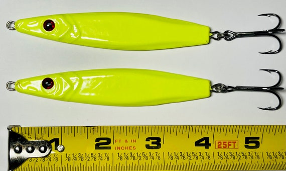 2-Pack Flutter Jig Casting Spoon Slab Lure for Bass Chartreuse | Etsy