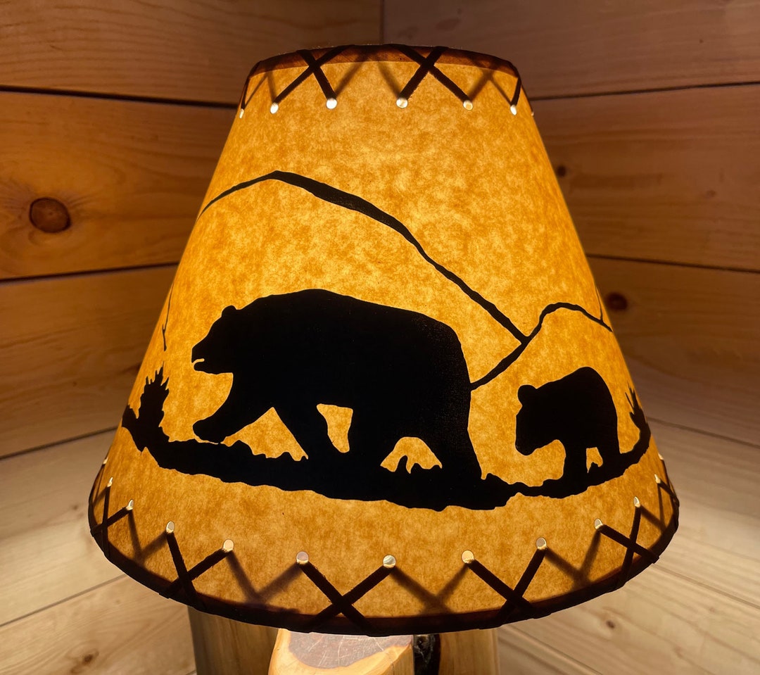 Rustic Oiled Kraft Lamp Shade With Bear Design 12 - Etsy