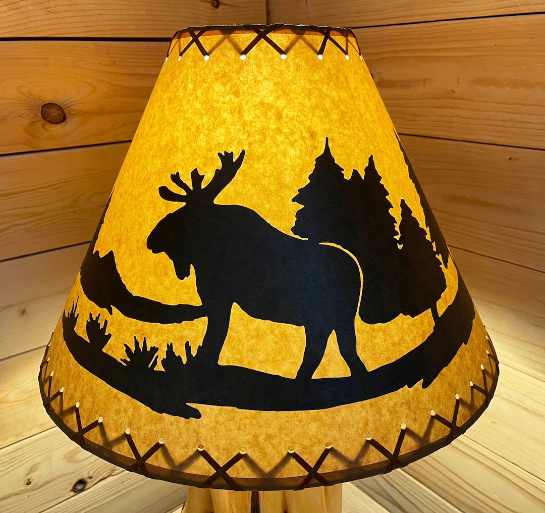 Rustic Oiled Kraft Lamp Shade with Moose Design 18 - Etsy.de