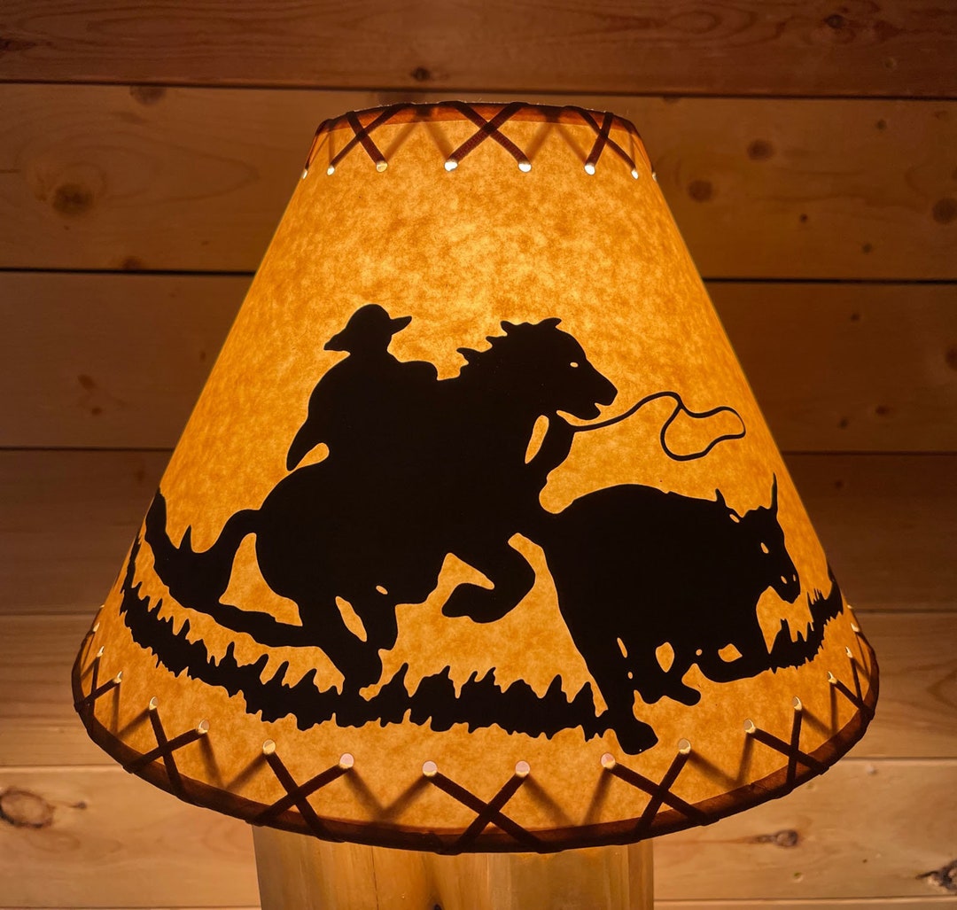 Rustic Oiled Kraft Laced Cowboy Lamp Shade 14 - Etsy