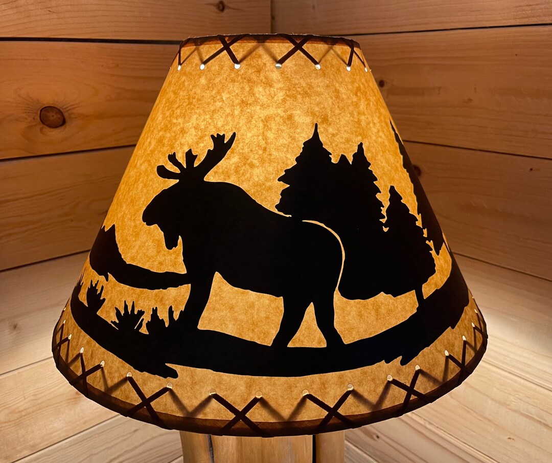 Rustic Oiled Kraft Lamp Shade With Moose Design 16 - Etsy