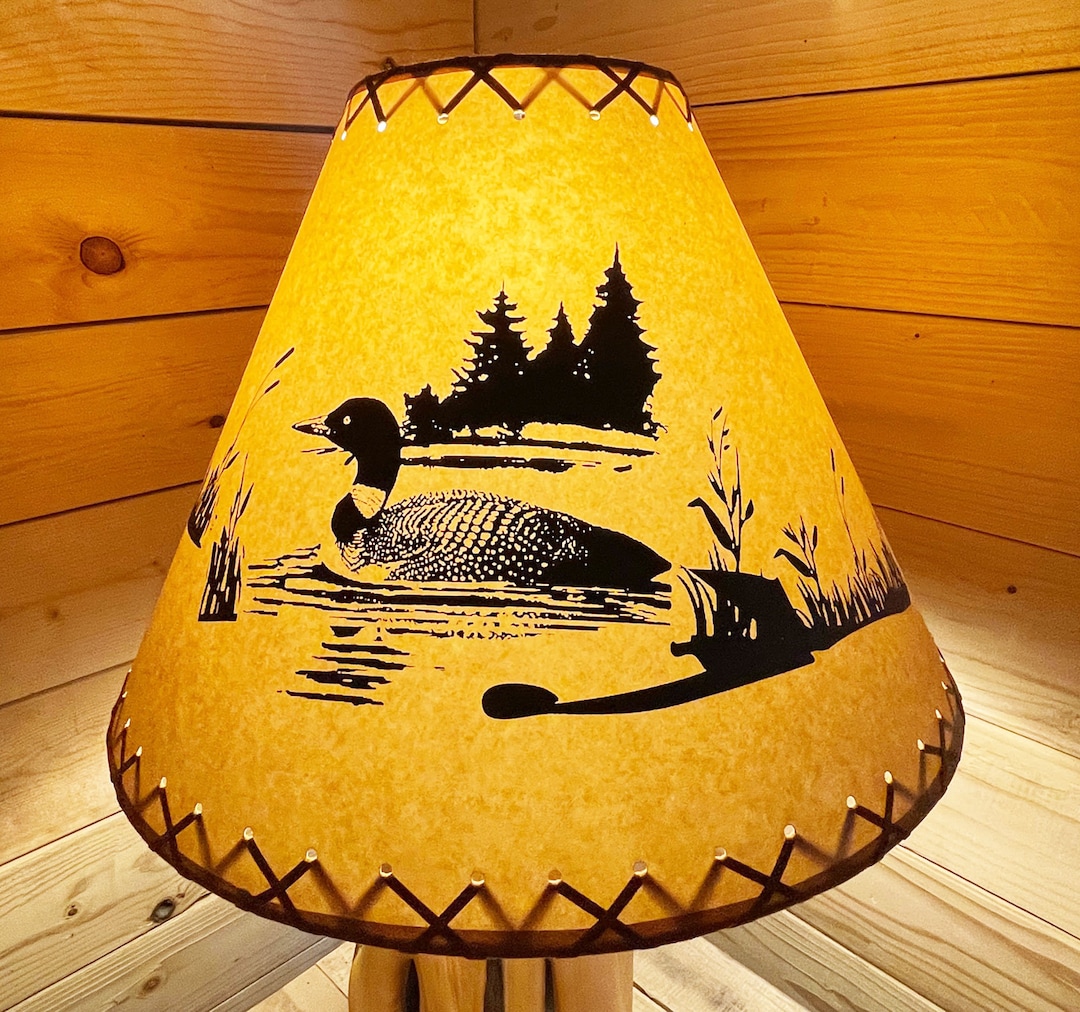 Rustic Oiled Kraft Lamp Shade with Loon on Lake Design 18 - Etsy.de