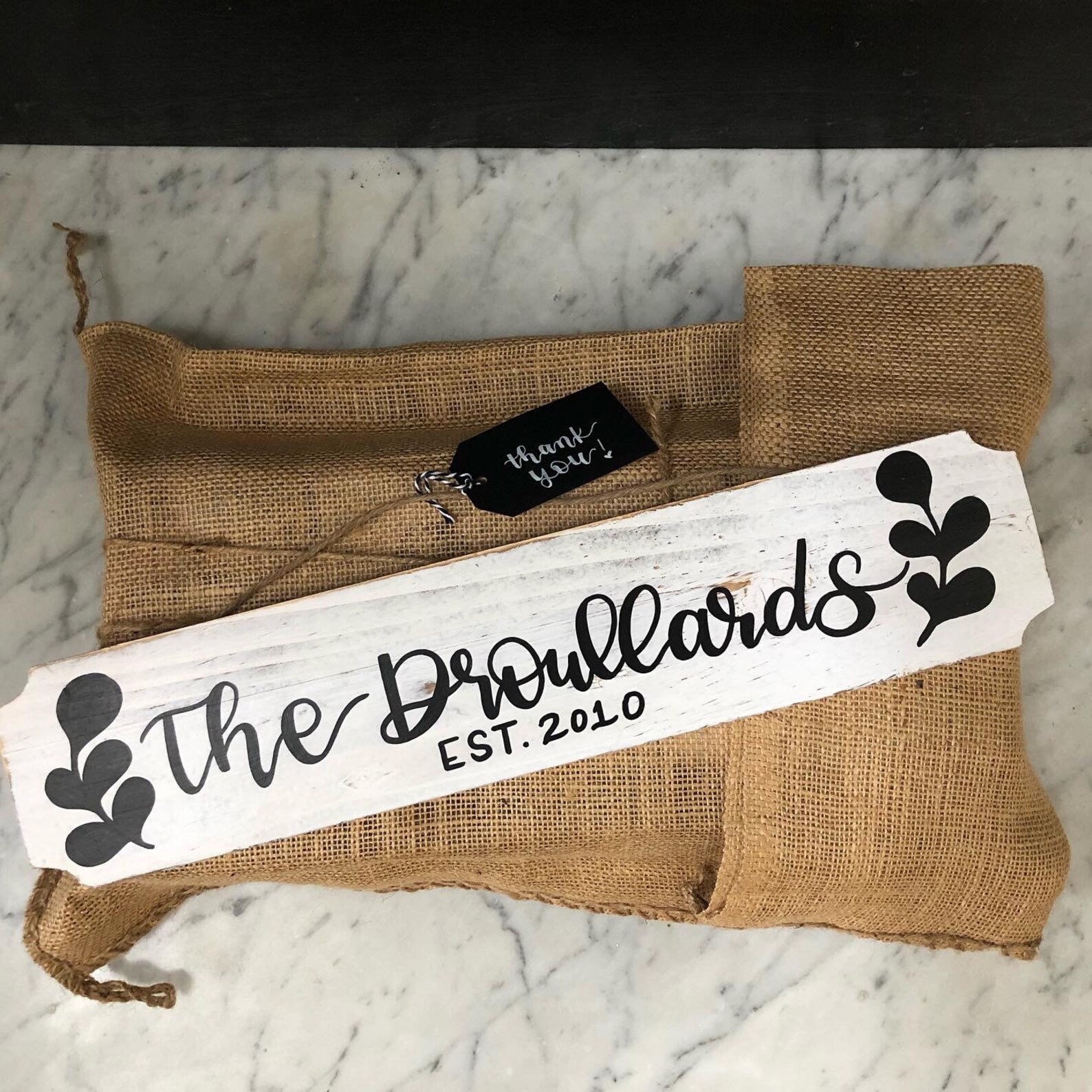 Whitewashed Sign//18x4"//jute Hanger//hand-lettered//family Name Sign ...