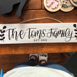 Whitewashed Sign//18x4"//jute Hanger//hand-lettered//family Name Sign ...