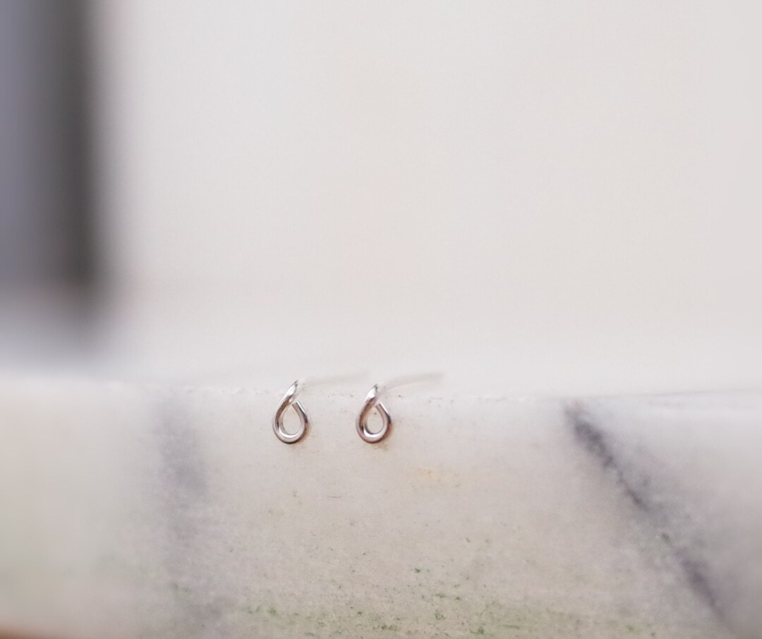 3mm Silver Rain Drop Stud Earrings Simple Dainty Small Ear Studs ...