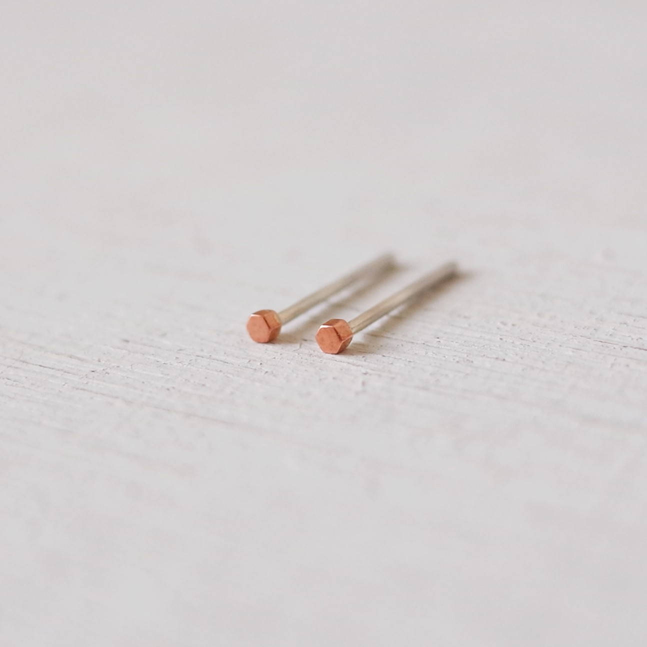 1mm 2mm Minimalist Tiny COPPER Dot Hexagon Sterling Silver Stud ...