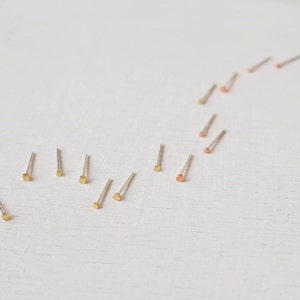 1mm 2mm Minimalist Tiny COPPER Dot Hexagon Sterling Silver Stud ...