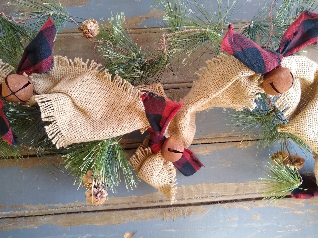 Farmhouse Rustic Christmas Burlap Garland Barn Red and Black - Etsy