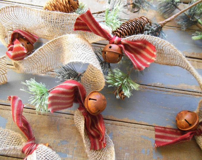 Burlap Garland -christmas Garland - Rusty Bells ~ Rustic Christmas ...
