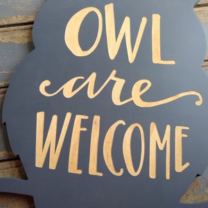 Owl Are Welcome Hanging Sign Wreath Accent Grey Owl Shaped - Etsy