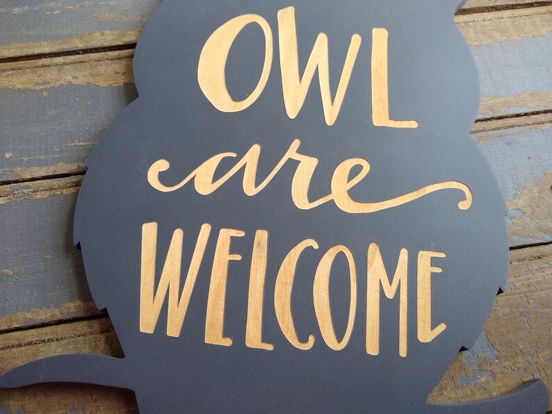 Owl Are Welcome Hanging Sign Wreath Accent Grey Owl Shaped - Etsy