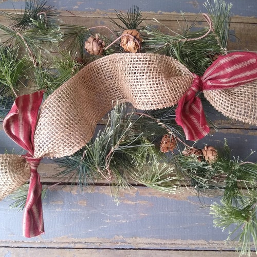 Christmas Tree Rustic Burlap Garland Jingle Bells Decor - Etsy
