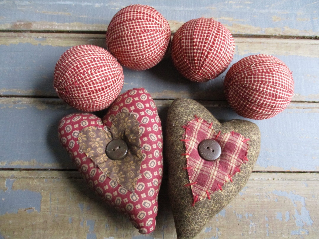 Hearts and Rag Balls, Valentine's Day Decor, Valentine's Day Bowl ...