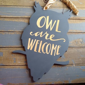 Owl Are Welcome Hanging Sign Wreath Accent Grey Owl Shaped - Etsy