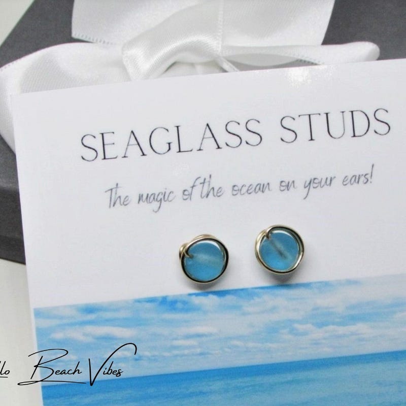 Sea Glass Ball Earrings - Etsy