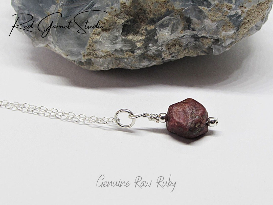 Raw Red Ruby Necklace Rough Gemstone Pendant Love Passion Vitality ...