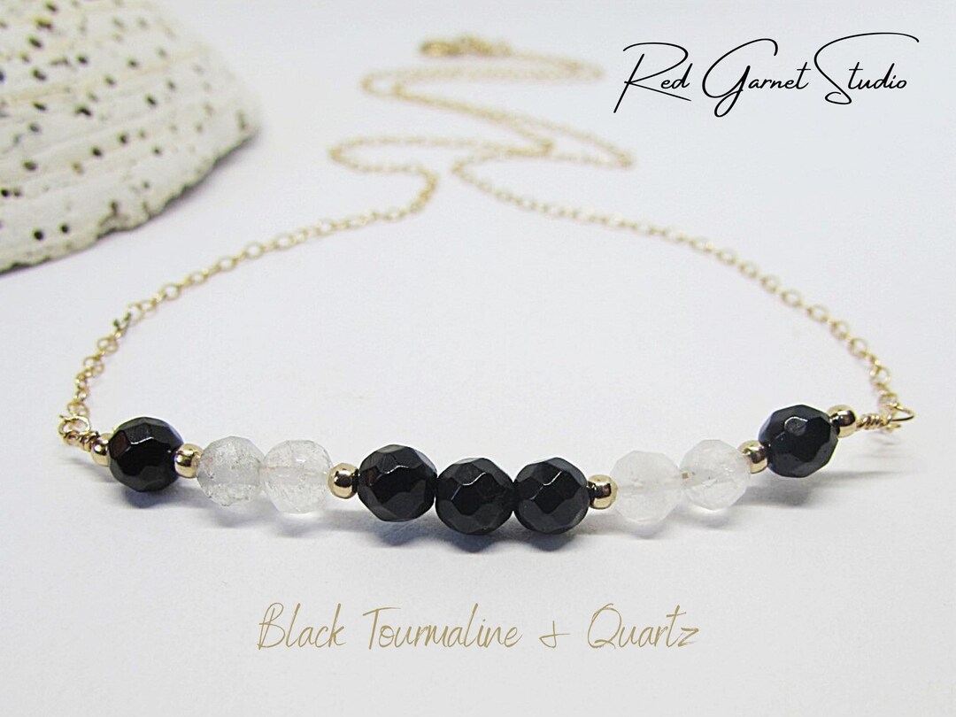 Black Tourmaline Necklace for Protection EMF Protector Crystals Empath ...