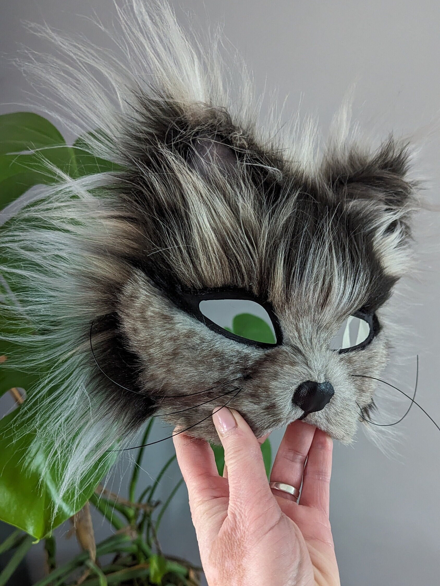 Handmade Unique Cat Mask White Black Grey Calico Therian - Etsy UK